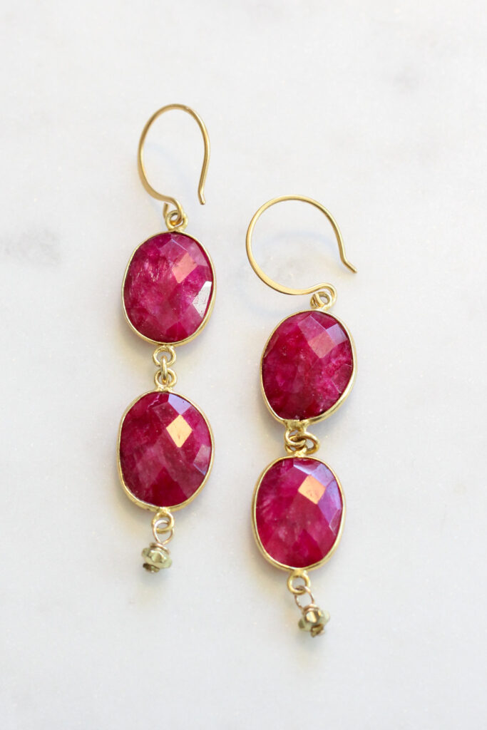Double Bezel-Set Ruby Earrings | Jill Duzan Jewelry
